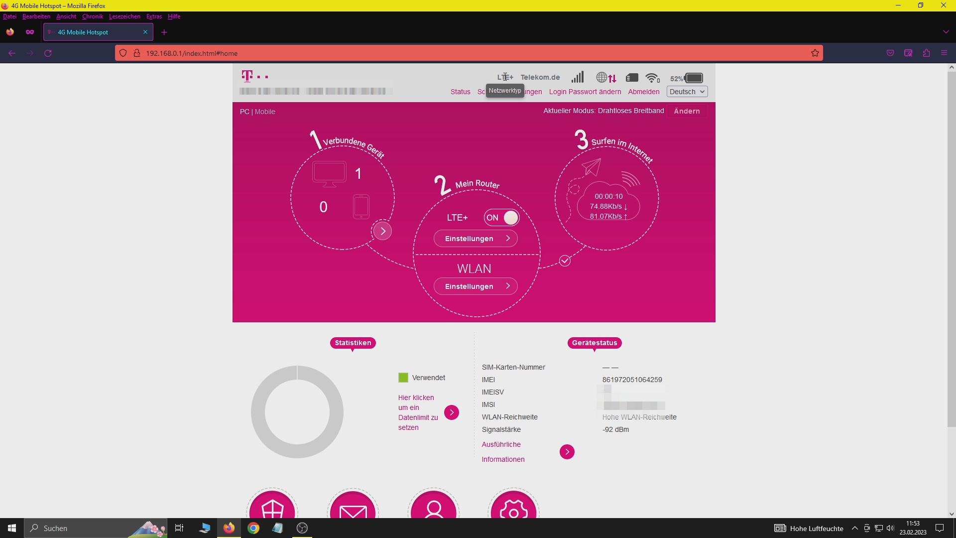 Telekom Speedbox 2 LTE Router mit Telekom SIM-Karte mit dem Tarif ...