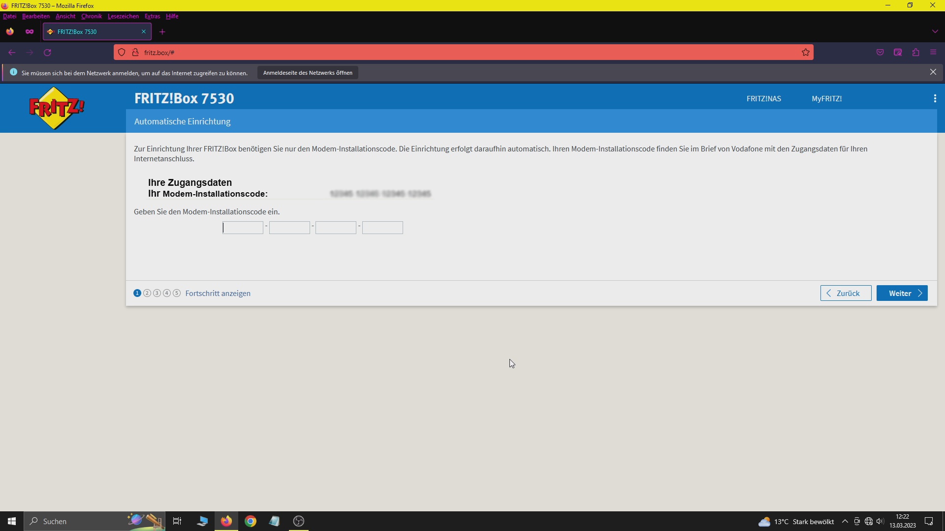Vodafone Glasfaser mit Fritzbox und Modem-Installations-Code einrichten ...